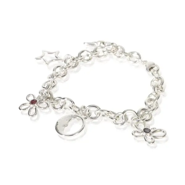 Tiffany & Co. Sterling Silver Flower, Butterfly & Dragonfly Charm Bracelet
