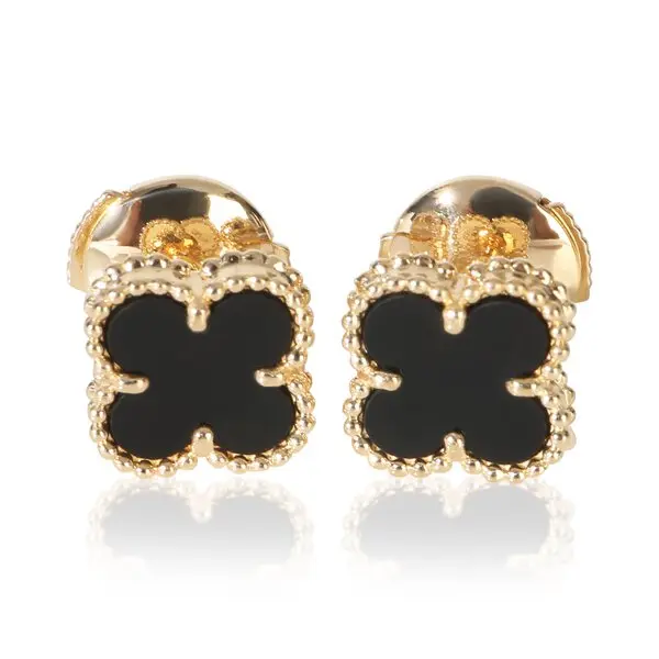 Van Cleef & Arpels Sweet Earrings In Yellow Gold And Onyx - Yellow_gold