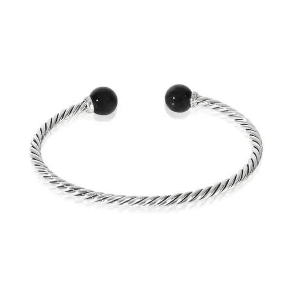 David Yurman Sterling Silver Onyx And Diamond Solari Bracelet