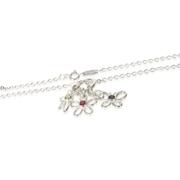Tiffany & Co. Sterling Silver Peridot, Topaz Flower, Butterfly, And Dragonfly Charm Necklace