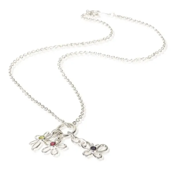 Tiffany & Co. Sterling Silver Peridot, Topaz Flower, Butterfly, And Dragonfly Charm Necklace
