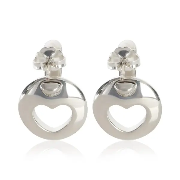 Tiffany & Co. Sterling Silver Vintage Heart Cut Out Earrings