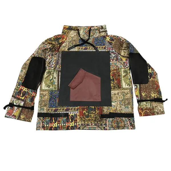 ZASTASTUDIO Multicolor Artwork Cotton & Leather Hybrid Sweatshirt - Black