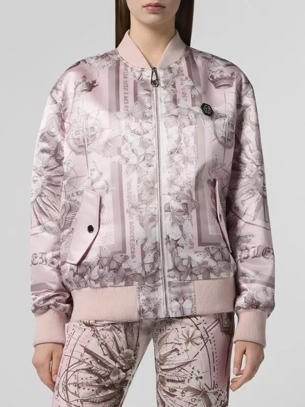 Philipp Plein Satin Bomber Jacket - Fuchsia