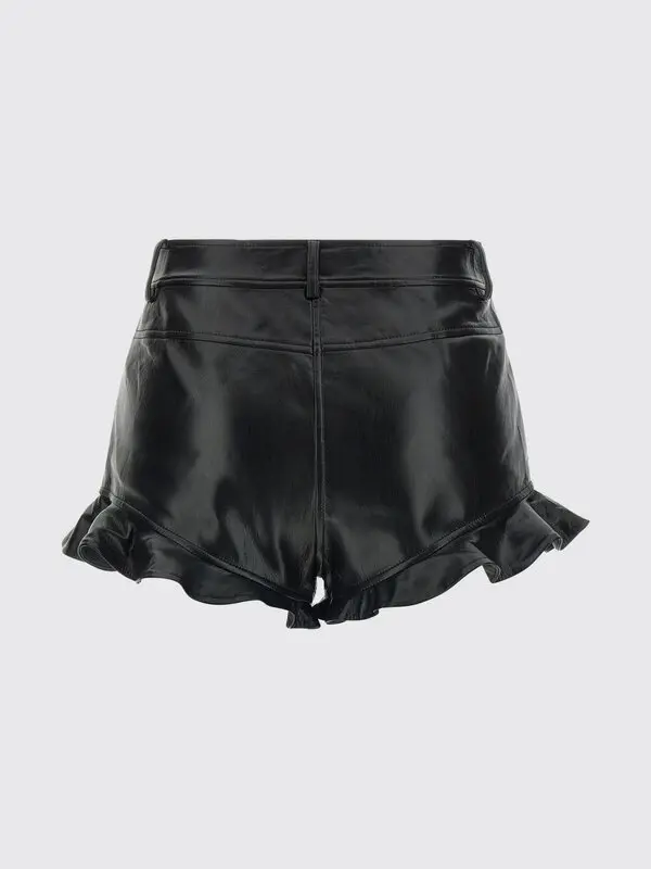 SELF-PORTRAIT High-waisted Polyurethane Shorts With Ruffle Hem