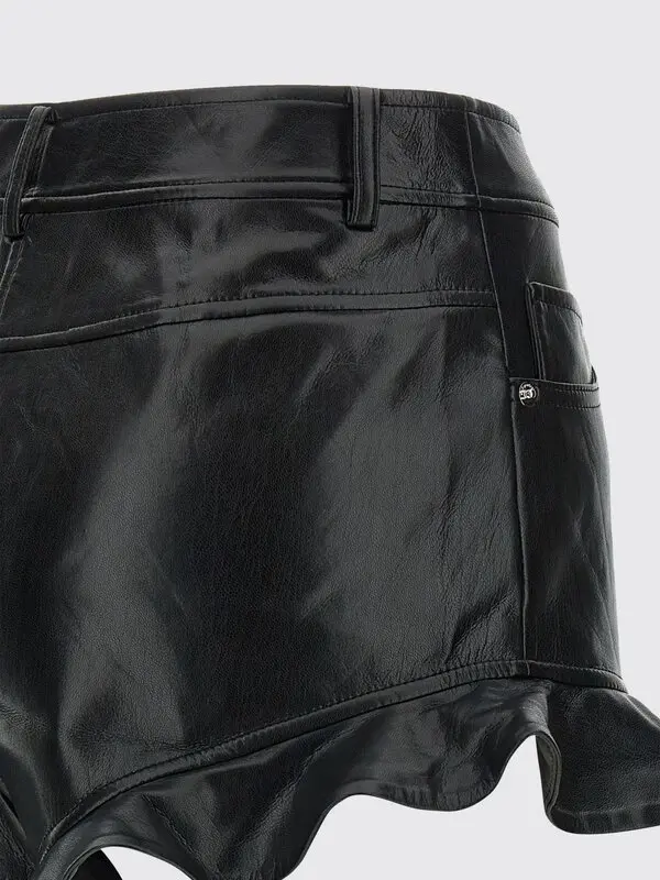 SELF-PORTRAIT High-waisted Polyurethane Shorts With Ruffle Hem