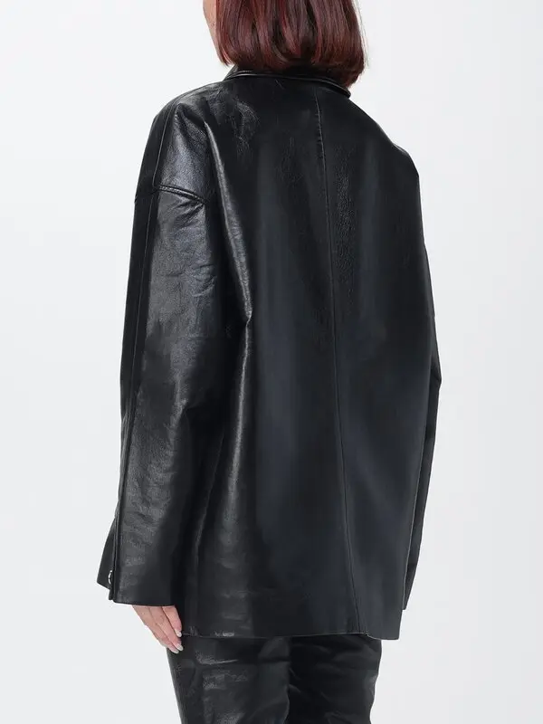 ANINE BING Luca Recycled Leather Shirt Jacket With Metal Buttons
