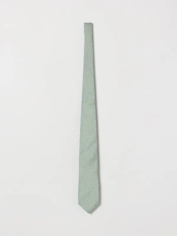 Corneliani Solid Linen And Silk Tie - Green