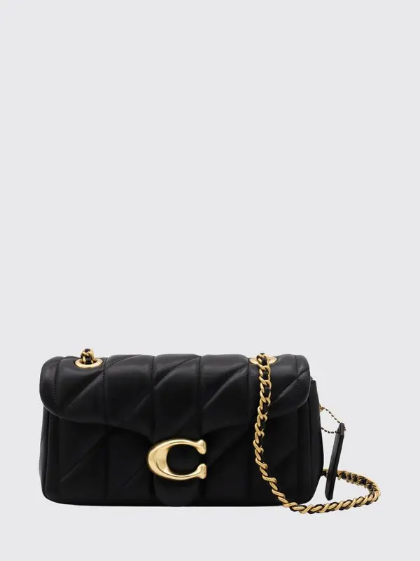 COACH Quilted Leather Shoulder Bag With Chain Strap - Black
