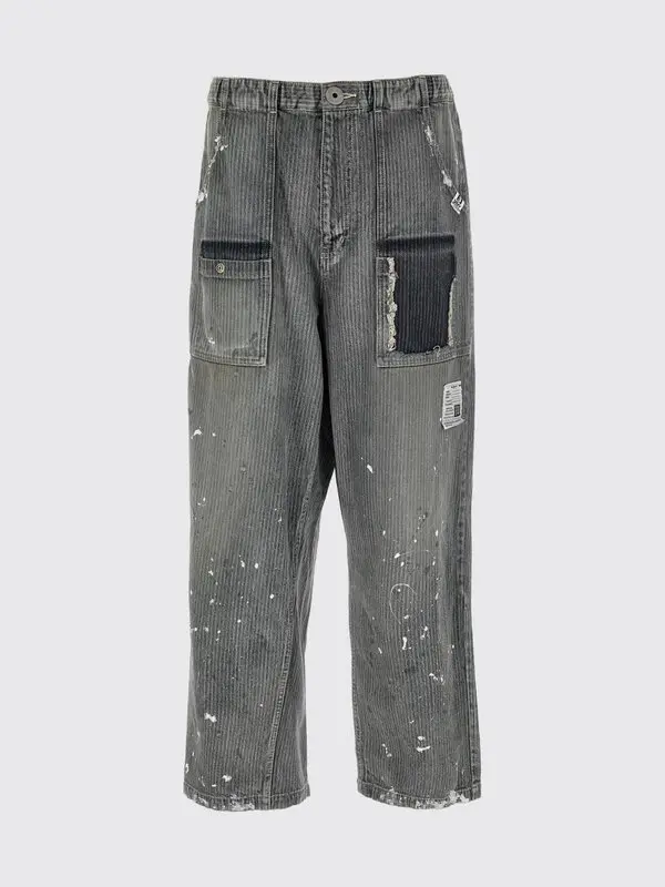 Mihara Yasuhiro Straight-leg Denim Jeans With Abstract Pattern