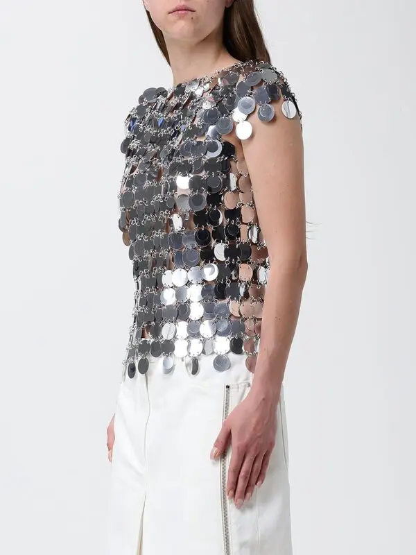 Rabanne Metallic Evening Top - Silver