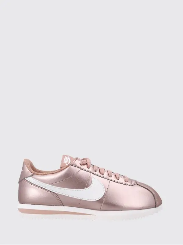 Nike Cortez Laminated Leather Trainers With Swoosh Logo And Round Toe