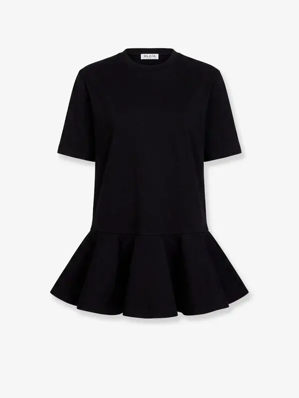 Alaïa Cotton Jersey T-shirt With Peplum Detail - Multicolor