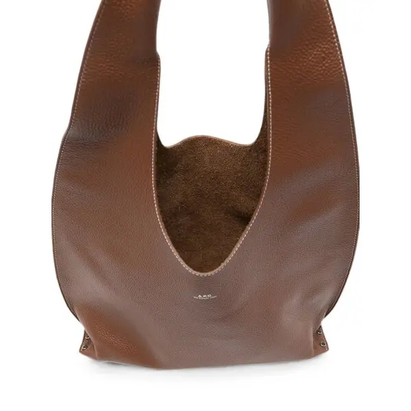 A.p.c. Grained Leather Shoulder Bag - Brown