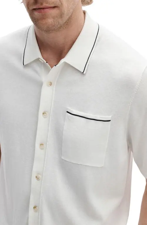 Rag & Bone Conrad Silk & Cotton Dalton Knit Button-up - Chalk