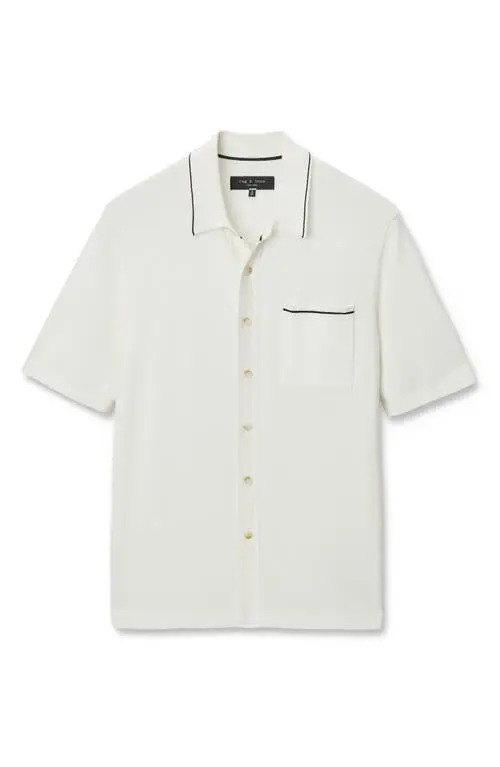 Rag & Bone Conrad Silk & Cotton Dalton Knit Button-up - Chalk
