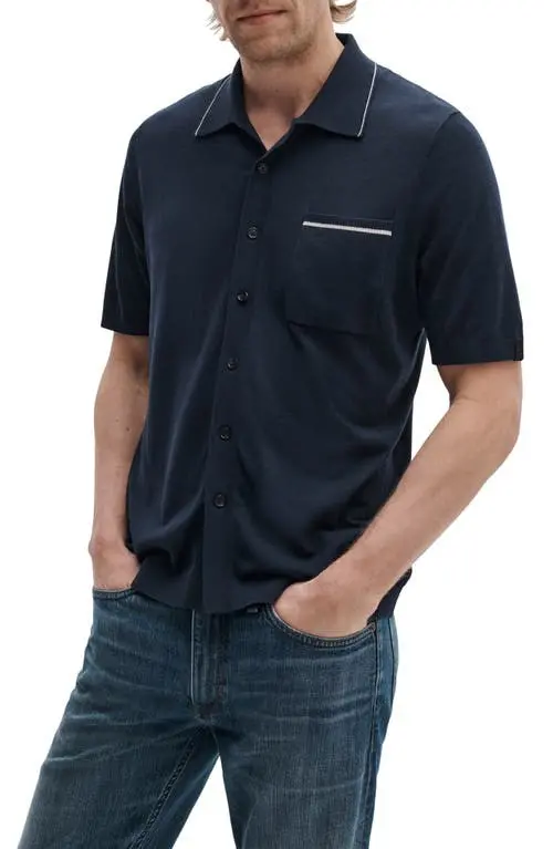 Rag & Bone Conrad Silk & Cotton Dalton Knit Button-up - Salt