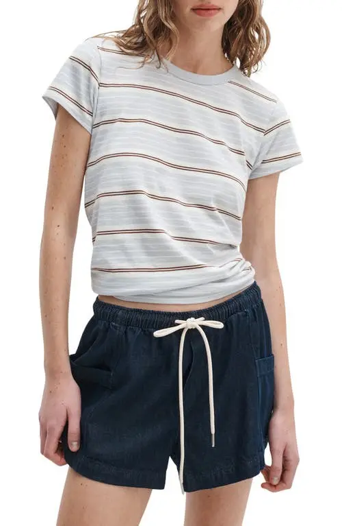 Rag & Bone The Slub Stripe Cotton T-shirt - Light Blue Multi