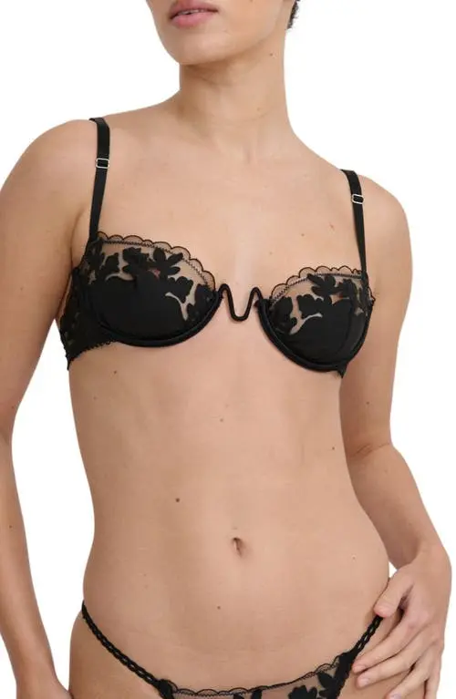 KAT THE LABEL St Clair Embroidered Underwire Bra - Black