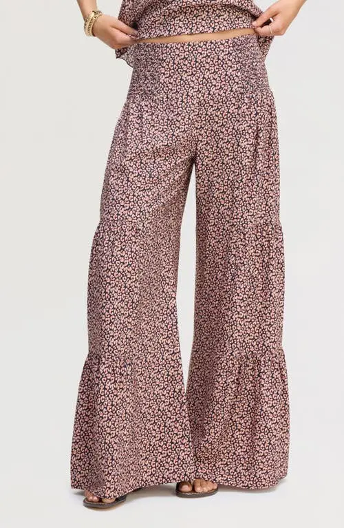 Sam Edelman Ruffled Hammered Satin Pants - Brushed Leopard