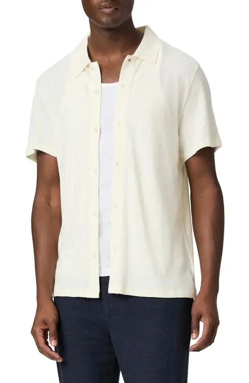 Paige Sultan Short Sleeve Linen & Cotton Knit Button-up Shirt - Cliffside Fog