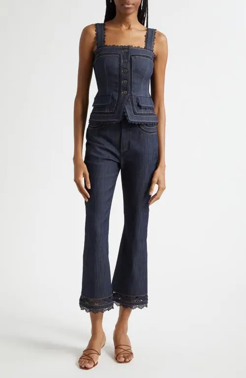 Cinq À Sept Myra Lace Denim Corset Top