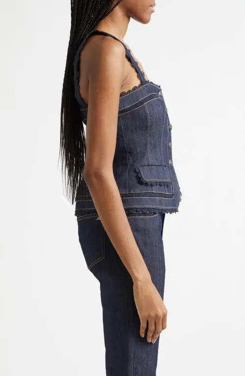 Cinq À Sept Myra Lace Denim Corset Top
