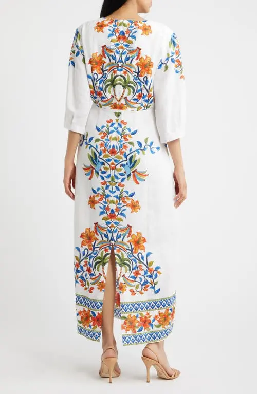 CECE DUPRAZ Printed Linen Blend Maxi Dress