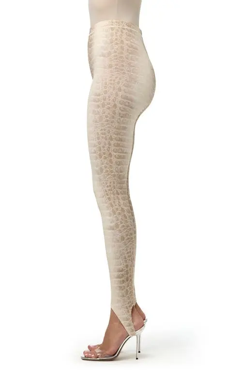 Naked Wardrobe Naked Print Stirrup Leggings - Bone Crocodile