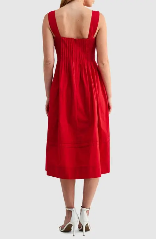 QUINCY MAE Pleated Bodice Cotton Midi Dress