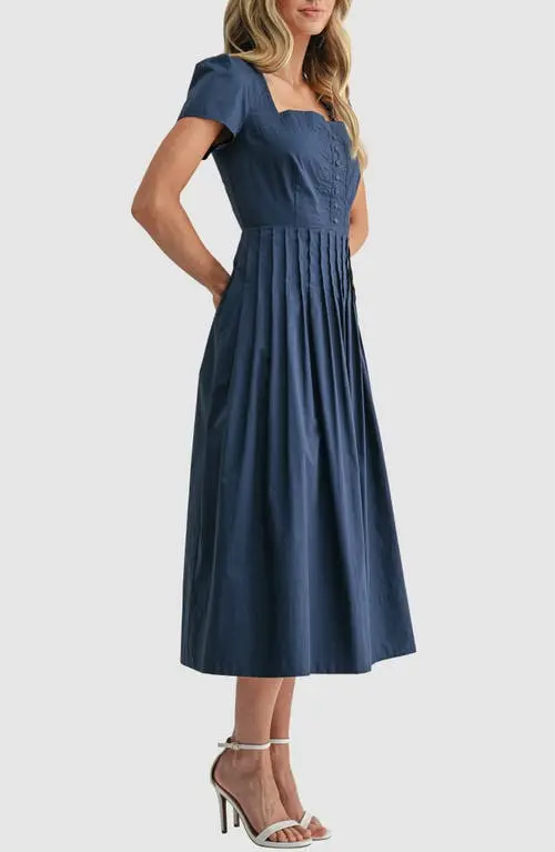 QUINCY MAE Pintuck Cotton Midi Dress