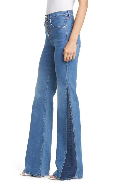 Veronica Beard Kiley High Waist Inset Hem Wide Leg Jeans