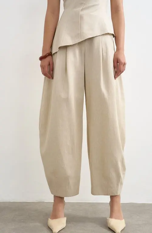 Topshop Pleated Barrel Pants - Stone