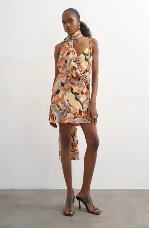 Topshop Draped Scarf Neck Minidress - Pink