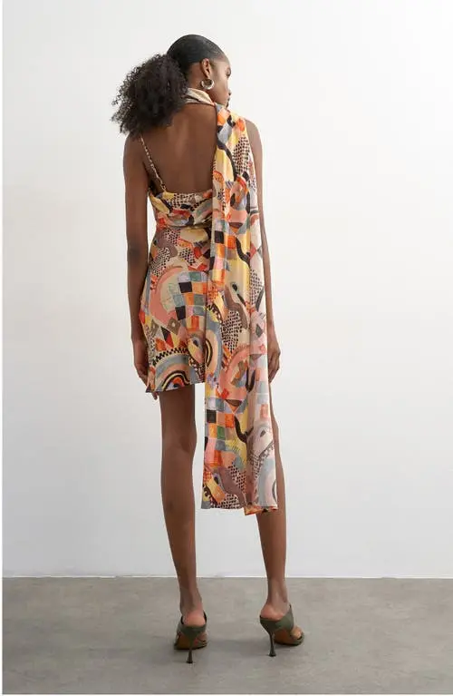 Topshop Draped Scarf Neck Minidress
