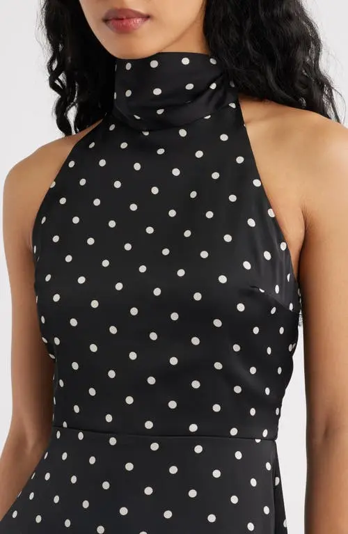 Line & Dot Sophie Polka Dot Halter Mini Dress