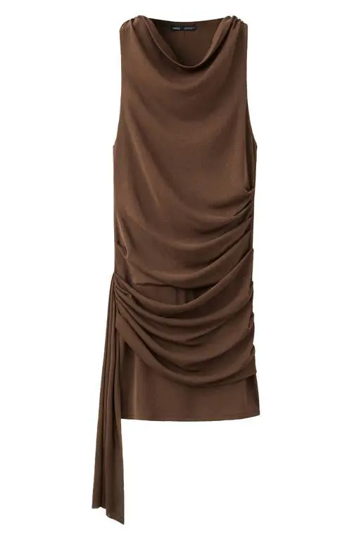 Mango Drape Neck Ruched Minidress