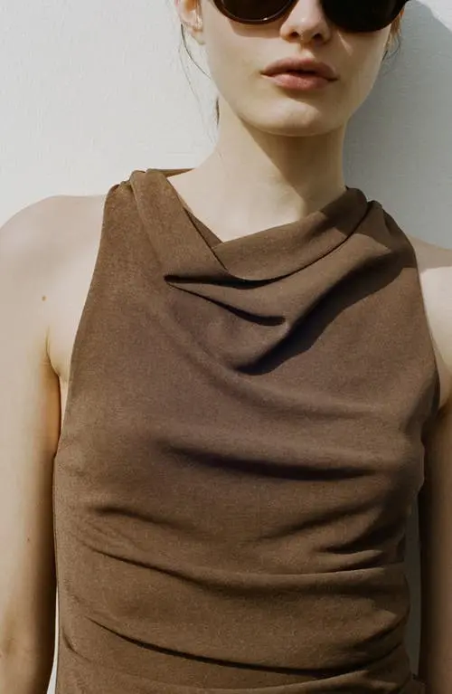 Mango Drape Neck Ruched Minidress
