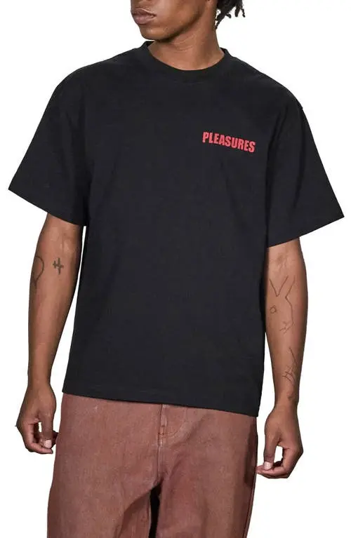 PLEASURES Impact Heavyweight Cotton Graphic T-shirt - Black
