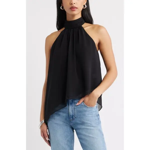 OPEN EDIT Asymmetrical Woven Top - Black