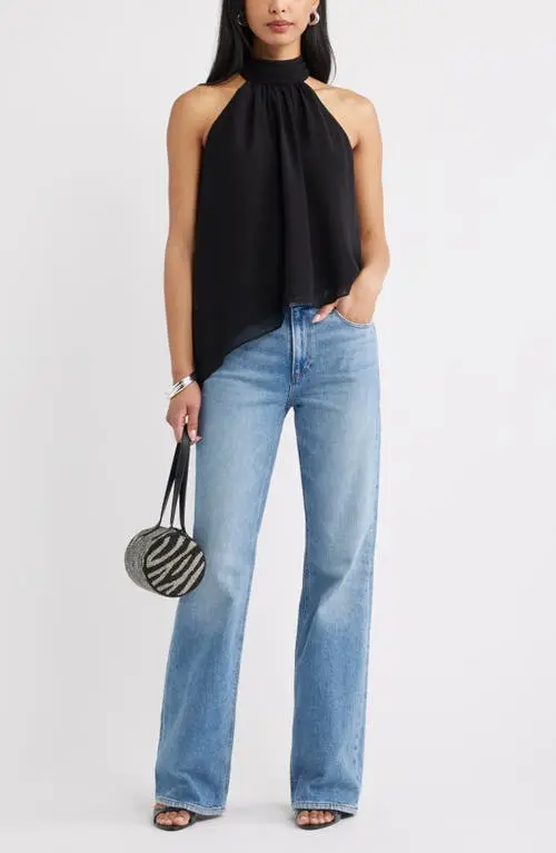 OPEN EDIT Asymmetrical Woven Top - Black