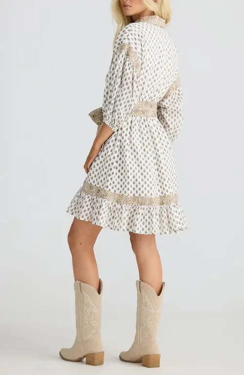 TALISMAN THE LABEL Echo Print Tie Waist Shirtdress