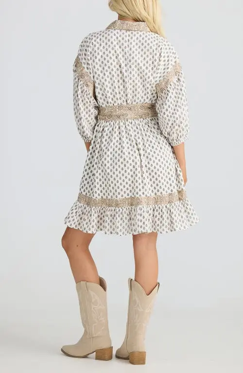 TALISMAN THE LABEL Echo Print Tie Waist Shirtdress