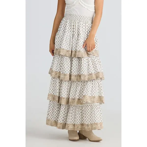 TALISMAN THE LABEL Silvana Tiered Maxi Skirt - Temple