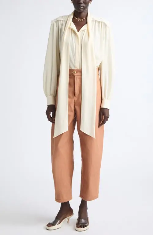 Chloé Pussy-bow Silk Crêpe De Chine Shirt - Pristine White