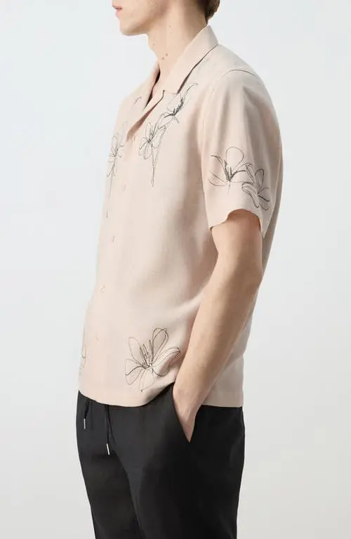 Mango Regular Fit Embroidered Floral Camp Shirt