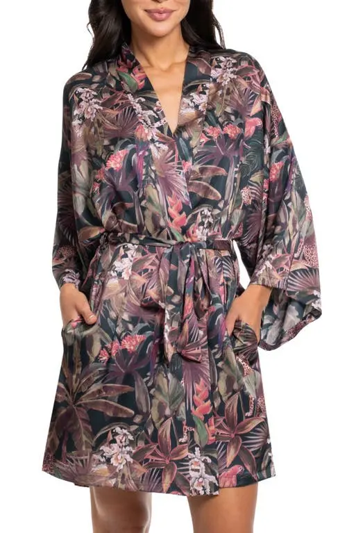 MIDNIGHT BAKERY Print Satin Robe - Navy
