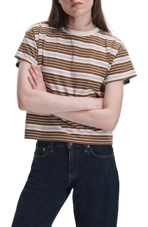 Rag & Bone Kelly Stripe Boxy T-shirt - Brown Multi