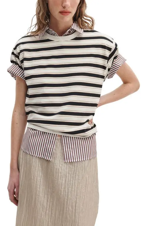 Rag & Bone Kelly Stripe Boxy T-shirt - Cream Multi