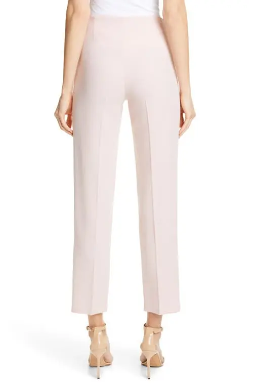 Lela Rose Button Hem Wool Blend Straight Leg Pants